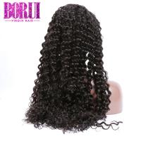 China Breathable 360 Lace Frontal Wig Brazilian Human Hair Deep Curly Durable Swiss Lace for sale