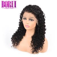 China Breathable 360 Lace Frontal Wig Brazilian Human Hair Deep Curly Durable Swiss Lace for sale