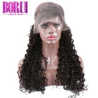 China Breathable 360 Lace Frontal Wig Brazilian Human Hair Deep Curly Durable Swiss Lace for sale