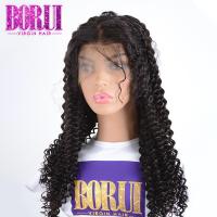 China Unprocessed Pre Plucked Cuticle Aligned Hair , 360 Human Lace Wig Virgin Deep Curly for sale