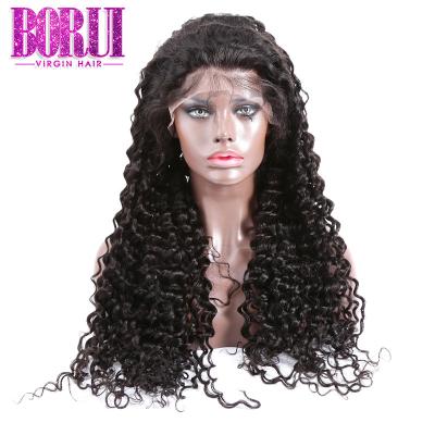 China Deep Curly 360 Lace Frontal Wig Peruvian Human Hair 10A Grade No Shedding for sale