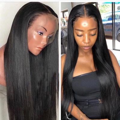 China Silk Straight 360 Lace Frontal Wig Raw Brazilian Human Hair Elastic Net At Back for sale