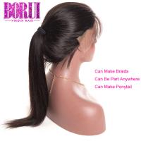 China Silk Straight 360 Lace Frontal Wig Raw Brazilian Human Hair Elastic Net At Back for sale