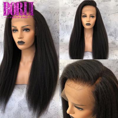 China 100% Virgin 360 Lace Frontal Wig Brazilian Yaki Straight Natural Black for sale