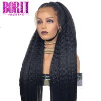 China 100% Virgin 360 Lace Frontal Wig Brazilian Yaki Straight Natural Black for sale