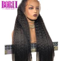 China Yaki Straight Brazilian Virgin Human Hair , Pre Plucked 360 Full Lace Wig for sale