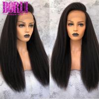 China Yaki Straight Brazilian Virgin Human Hair , Pre Plucked 360 Full Lace Wig for sale