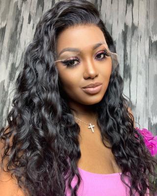 China 360 Lace Frontal Human Hair Wig 200% Density Brazilian Cuticle Aligned Water Wave for sale