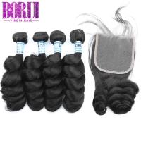 China Loose Wave 1B Virgin Peruvian Human Hair Extension With Closure for sale