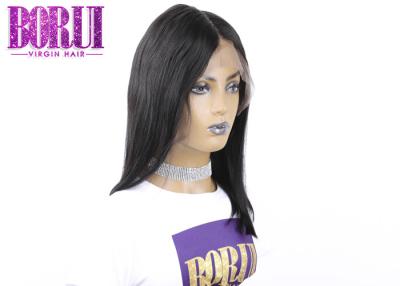 China 150% Density Human Hair Short Straight Frontal Wig Human Hair Black Color for sale