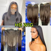 China 100% Indian Human Hair Straight HD Lace 13*4 Frontal Wigs for sale