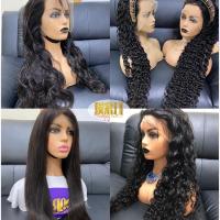 China Human Virgin Hair Deep Wave 4x4 Lace Closure Wigs 180% And 250% Density for sale