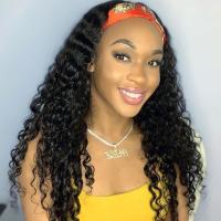 China Silk Scarf 10A Headband Hair Wig Glueless Human Hair Wigs Deep Wave for sale