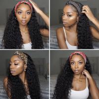 China Silk Scarf 10A Headband Hair Wig Glueless Human Hair Wigs Deep Wave for sale