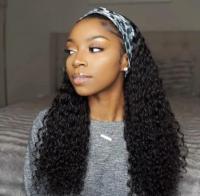 China Silk Scarf 10A Headband Hair Wig Glueless Human Hair Wigs Deep Wave for sale