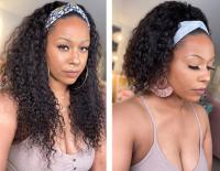 China Silk Scarf 10A Headband Hair Wig Glueless Human Hair Wigs Deep Wave for sale