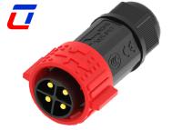 China Red IP67 Power Cable Connector 500V 40A Soldering Type Male Female Connector 4 Pin for sale