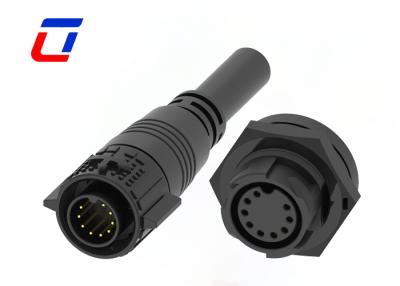 China M19 9 Pin Molded Wire Connector Waterproof Push Lock IP67 Signal Connector For Outdoor LED for sale