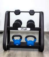 China Body Building Fitness Foldable 2 Tier Dumbbell Rack Kettlebell Rack for Gym Equipment for sale