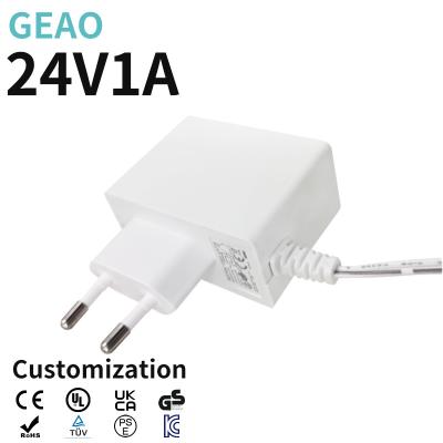 China 24V 1A Wall Mount Power Adapters Electronic Safe For Dvd Fiber for sale
