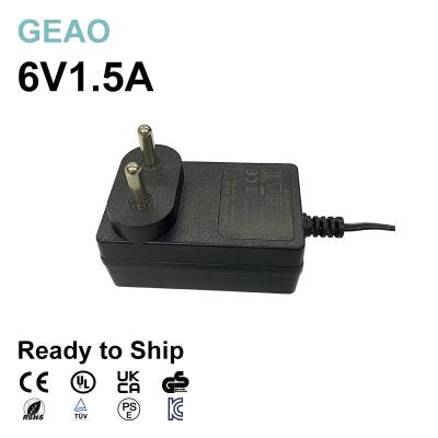 China Reliable 6V 1.5A Wall Mount Power Supply Adaptor 10%-90%RH Humidity for sale