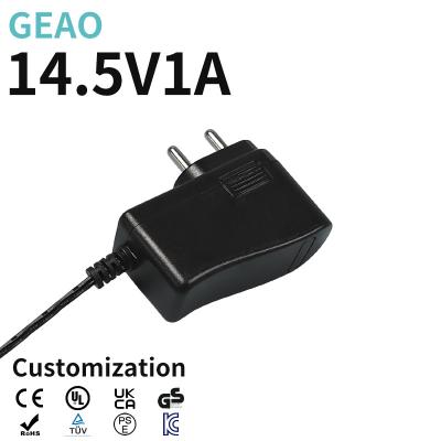 China 14.5V 1A Wall Mount Power Adapters For Iptv Box / Hair Trimmer / Barcode Printer for sale