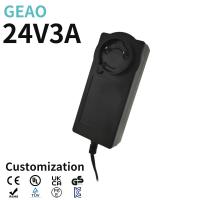 China Black 24V 3A Interchangeable Power Adapter / Power Supply ABS+PC for sale