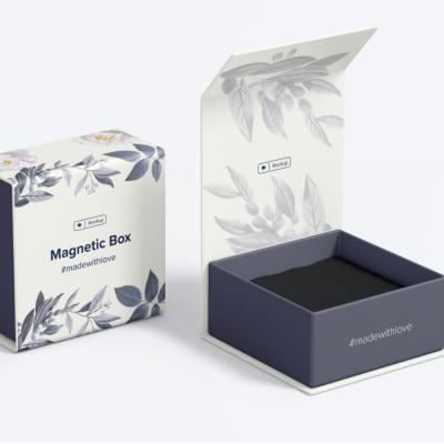 China Two Sided Magnetic Gift Box Hot Stamping Custom Jewelry Perfume Flip Top Gift Box for sale