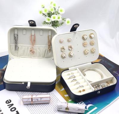 China Square Two Layer Jewelry Box Luxury Flocking Lining PU Leather Packaging Gift Boxes for sale