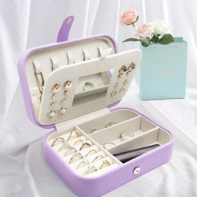China Portable Square Mini Jewelry Travel Case Rings Earrings Necklace Wedding Party Gift Box for sale