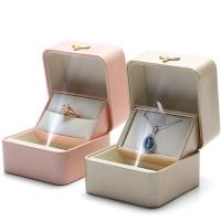 China End Creative LED Light-Emitting Lamp Engagement Ring Display Box Single Ring Pendant Jewelry Box Gift Box PU Leather Box for sale