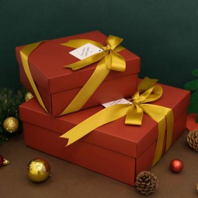 China Ribbon Bow Tie Gift Box Packaging Lid And Base Luxury Gift Paper Packaging Boxes for sale