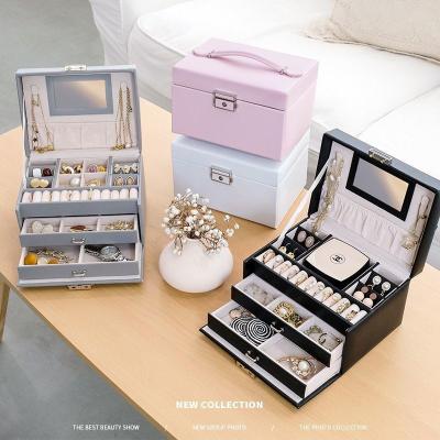 China Medium PU Leather Flannel Packaging Gift Box for Ring Earring Pendant Necklace Bracelet Watch Cigar Perfume Jewelry Set for sale