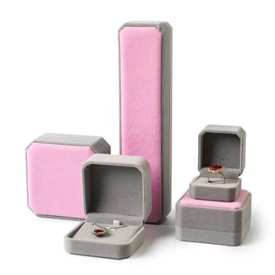 China Rigid Cardboard Flocking Jewelry Boxes For Rings Necklaces Earrings And Bracelets for sale