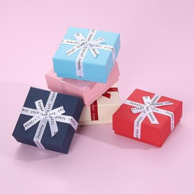 China Rigid Square Lid and Base Box Custom Jewelry Box Packaging With Foam Insert for sale