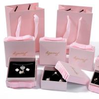 China Pink Color Jewelry Gift Box Eco Friendly Hot Stamping Luxury Paper Packaging Box for sale