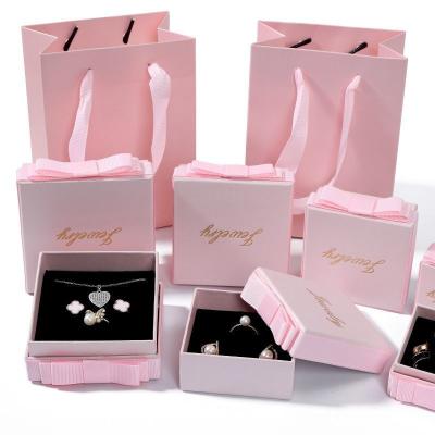 China Pink Color Jewelry Gift Box Eco Friendly Hot Stamping Luxury Paper Packaging Box for sale