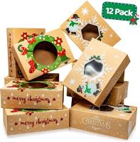 China Kraft Foldable Christmas Gift Box Packaging For Chocolate Cake Bakery Dessert Food Stock for sale