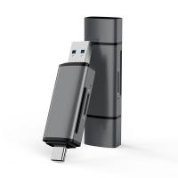 China ROHS REACH USB 3.2 Card Reader USB C And USB A Card Reader Oxidation Grey for sale