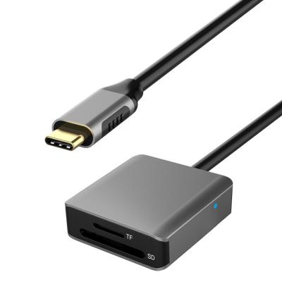 China Type C USB3.2 Gen 1 2 In 1 Card Reader 20CM Cable USB C Card Reader for sale