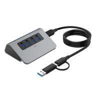 China 5Gbps 4 Port USB Hub Multi Functional Aluminum USB Docking Station for sale