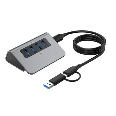 China 5Gbps 4 Port USB Hub Multi Functional Aluminum USB Docking Station for sale