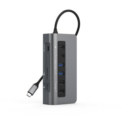 China Aluminum 9 Port USB Hub Docking Station USB C 3.2 Gen 1 5Gbps for sale