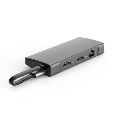 China 10G 9 Port USB C Hub 9 In 1 Multiport For MacBook Pro Air Oxidation Grey for sale