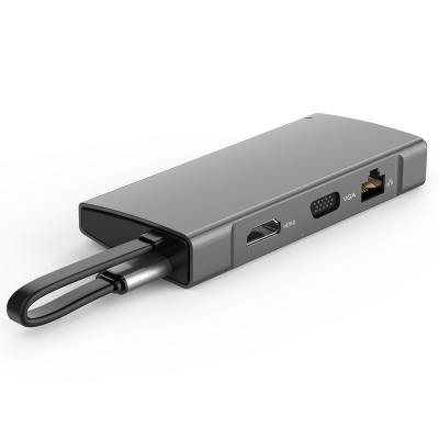 China 10 In 1 USB Hub Type C To HDMI VGA Card Reader HUB USB RJ45 480Mbps for sale