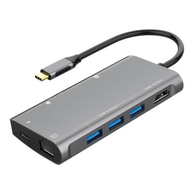 China ROHS 8 In 1 USB HUB ODM RJ45 USB HUB PD Power Deliver Adapter for sale
