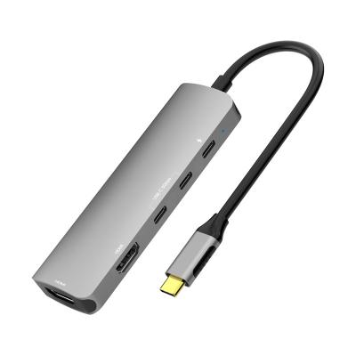 China 4K Resolution 5 In 1 USB Hub USB C To Dual HDMI Multi Monitor Adapter for sale