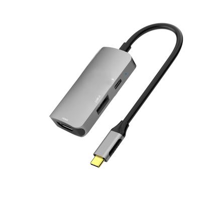 China 3 In 1 USB C Hub 4K 60Hz HUB With One USB A Data Port And PD for sale