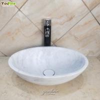 China Custom Size Design Hand Carved Bathroom Marble Bathroom Sink Wash Basin for sale