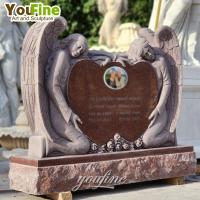 China Large Custom Factory Price Pink Granite Double Heart Tombstone Headstones for sale